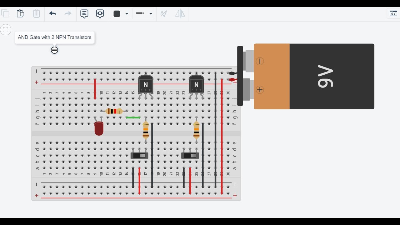 Tinkercad Build And Gate With Two Npn Transistors Youtube