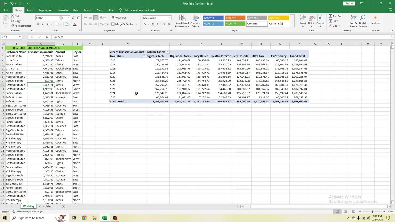 Creating Pivot Tables with Large Data Sets - YouTube