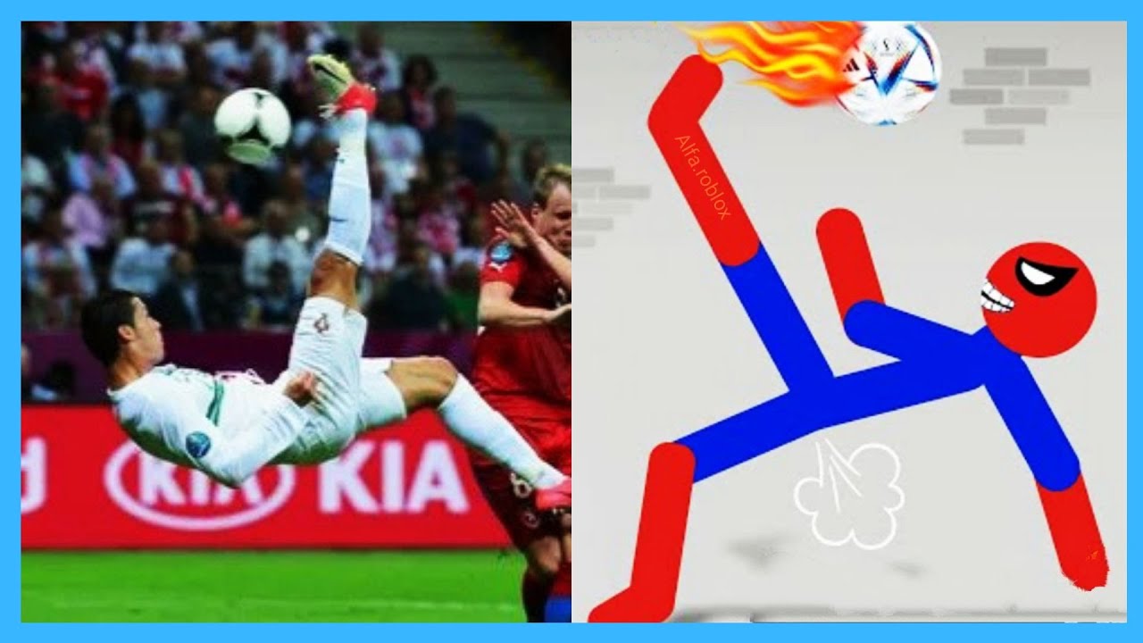 4+ Min Real Football vs Stickman | Stickman Dismounting funny moments ...