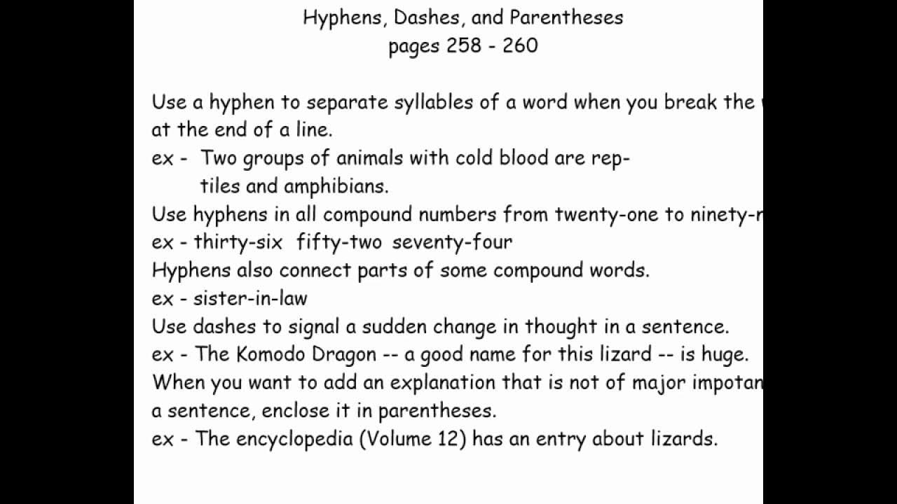 Hyphens, Dashes, and Parentheses 7 - YouTube