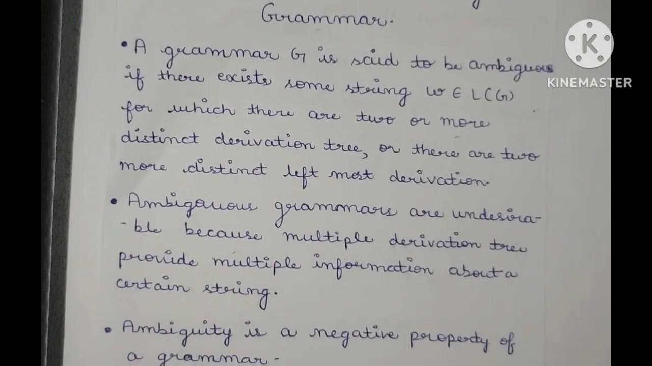 AMBIGUOUS AND UNAMBIGUOUS GRAMMAR - YouTube