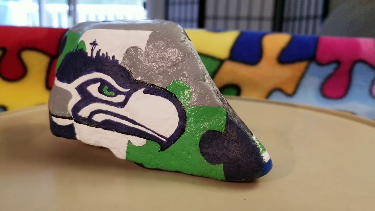 Seattle seahawks (rock painting) - YouTube