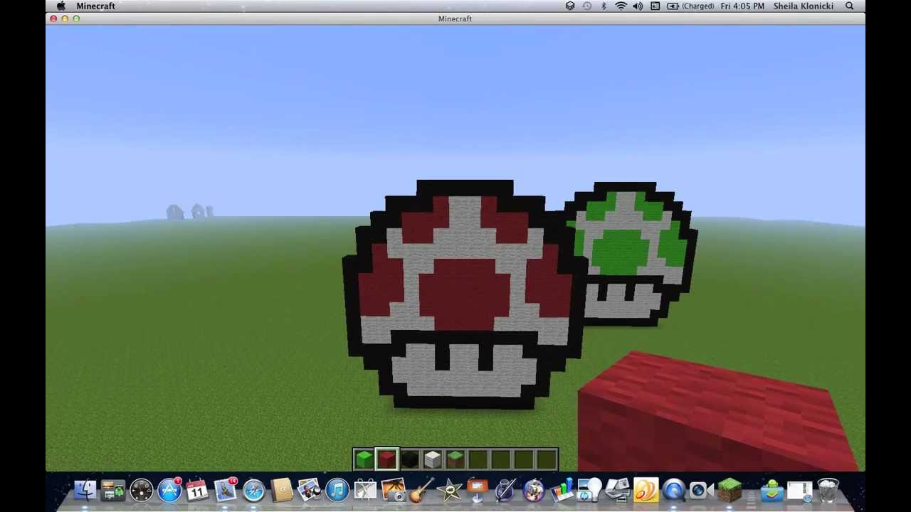 Minecraft Pixel Art Mario Mushroom Tutorial - YouTube