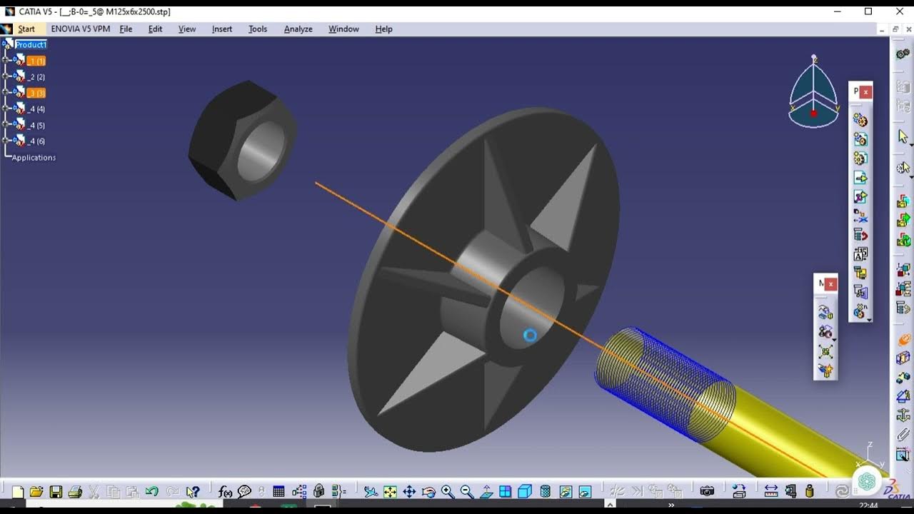 Title: CATIA V5 Industrial Stud Design with Bolt | Part Assembly Tutorial - YouTube
