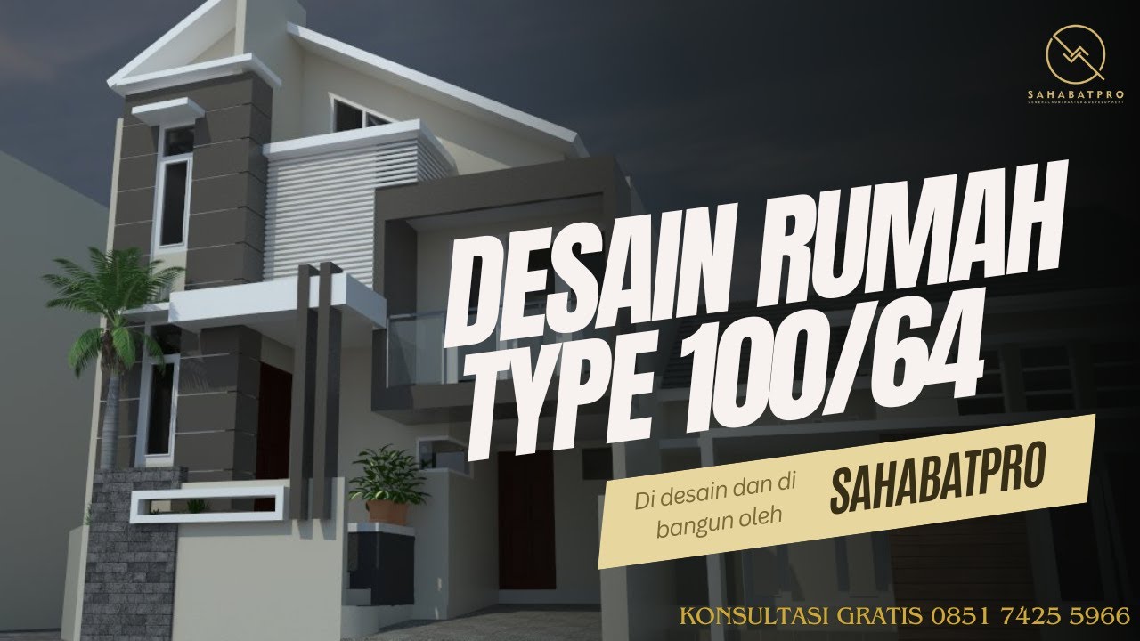DESAIN RUMAH TYPE 100/64 | MODEL SPLIT LEVEL | ADA CARPORT DAN TAMAN ...