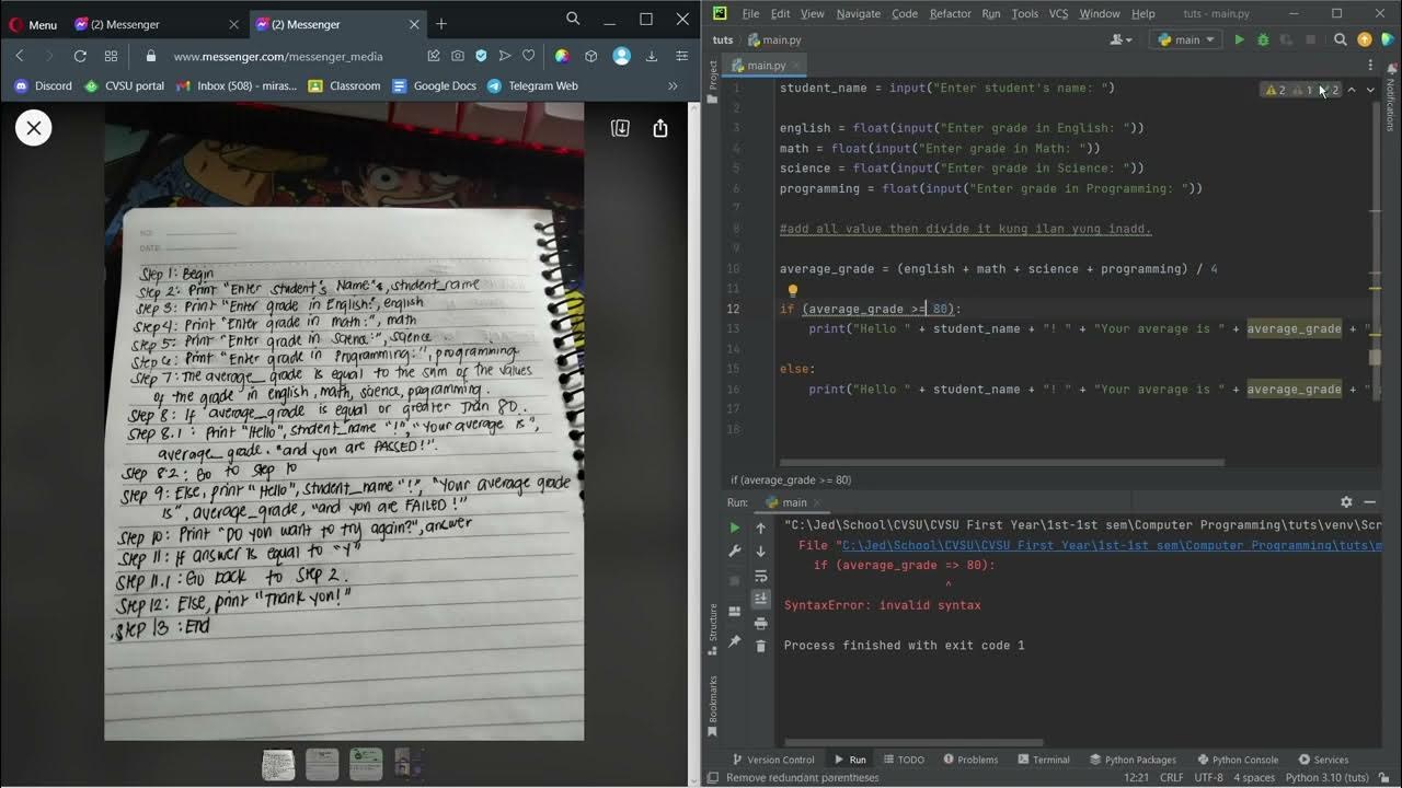 Pseudocode To Code Getting Average Grade Youtube