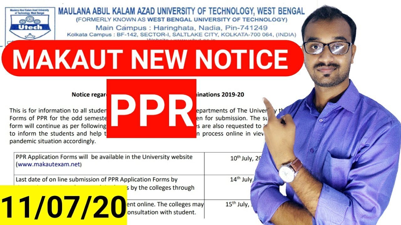 MAKAUT NEW NOTICE FOR ALL UG & PG STUDENTS 💥PPR || Apply Now - YouTube