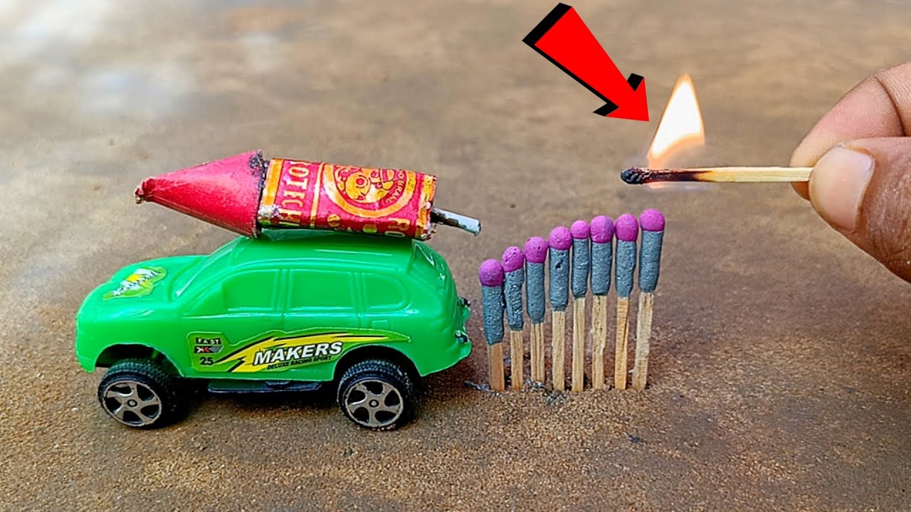 Car vs Diwali Racket crackers amazing experiment//Matchstick crackers ...