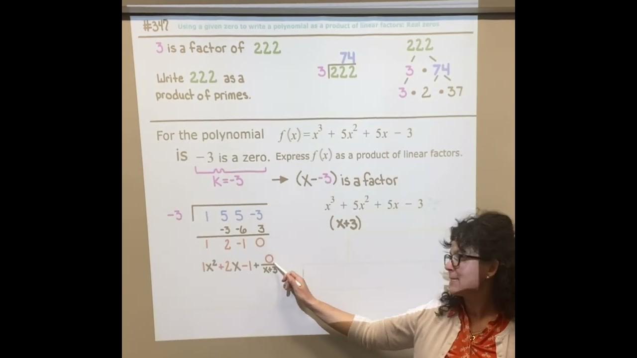 Using a given zero to write a polynomial as a product of linear factors, Ex2 - YouTube