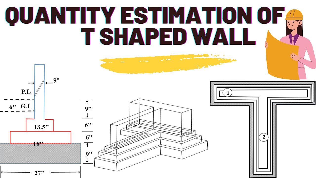 How to find the Quantity Estimation of T Shaped Wall | Wall Estimation ...