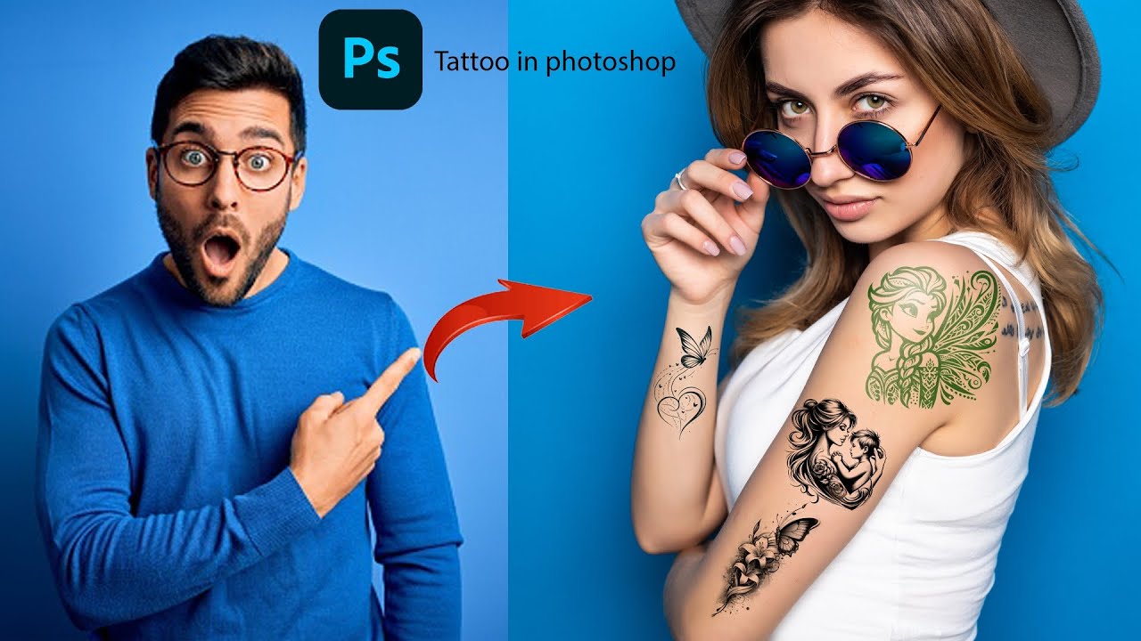 how to make a realistic tattoo in 2 min photoshop - YouTube
