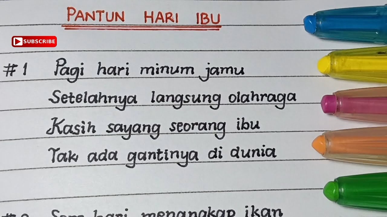 Tulisan Tangan Bagus, Rapi, Indah dan Bersih | Pantun Bertema Hari Ibu ...