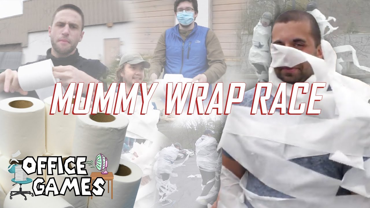 Mummy Wrap Race! - OFFICE GAMES - YouTube