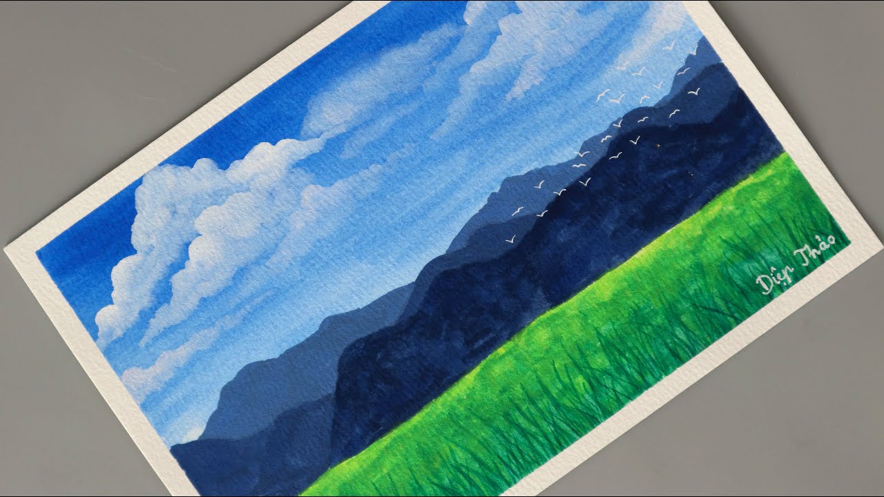 Poster Color Landscape Painting Time Lapse - Beautiful Countryside ...