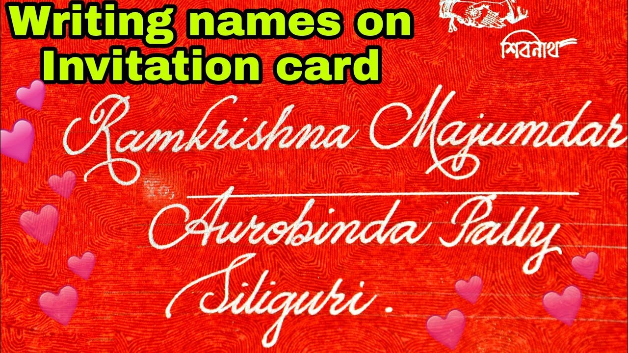 Names writing on invitation cards |Calligraphy writing | Anup ...