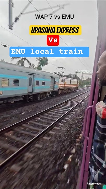Upasana Express vs EMU local train | Train Parallel Race | Train Race | WAP 7 vs EMU - YouTube