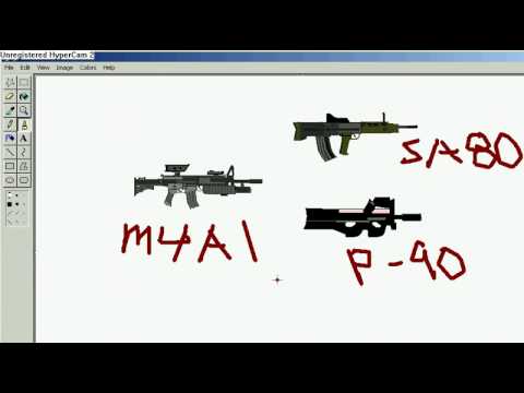 mc paint gun drawing m4, sa80, p90 - YouTube