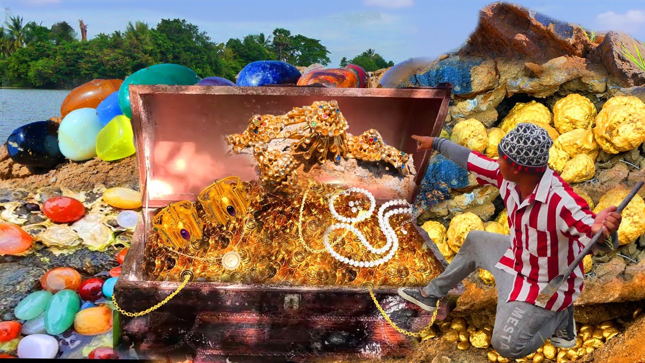 Discover the secrets in gold treasures with lots of jewelry and ...
