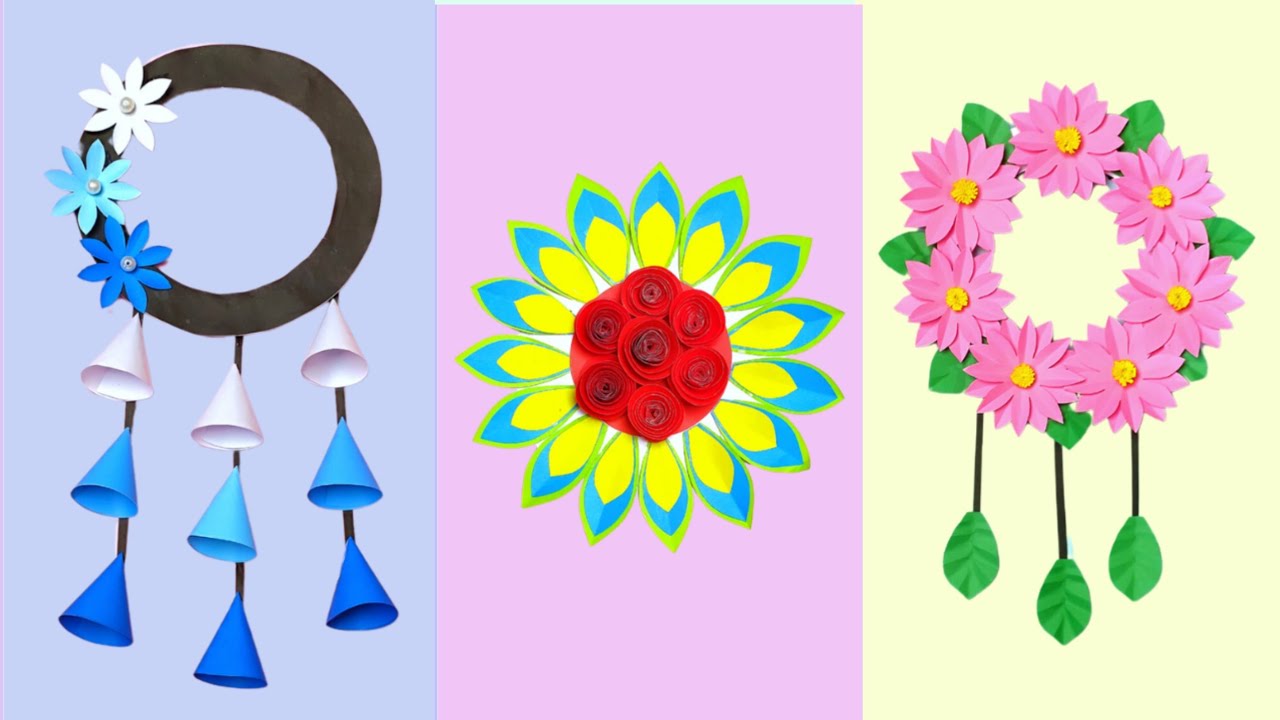 3 Amazing Flower Paper Hanging Ideas / Wallmate Design with Paper ...