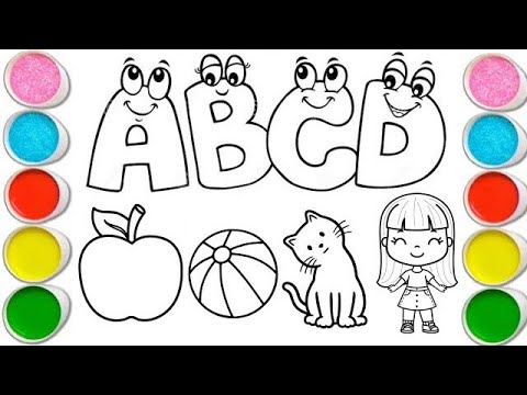 ABCD Alphabet Drawing with fruitsl How to Draw Paint And Learn ABCD ...