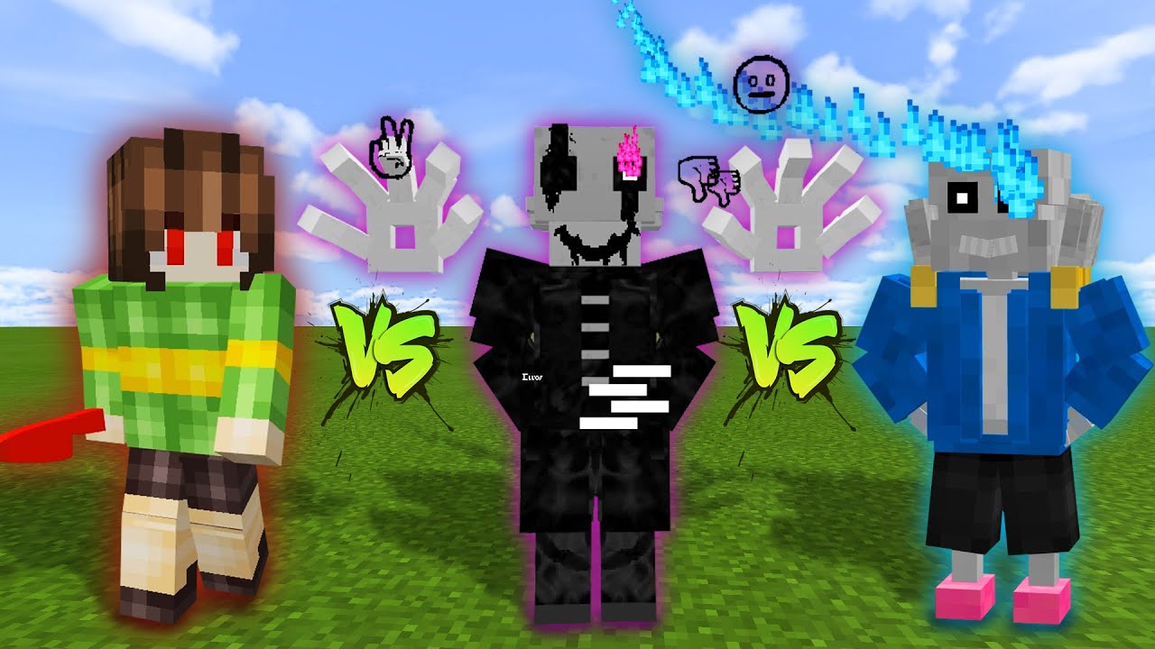 SANS vs. GASTER vs. CHARA || UNDERTALE FIGHT! || MCPE - YouTube