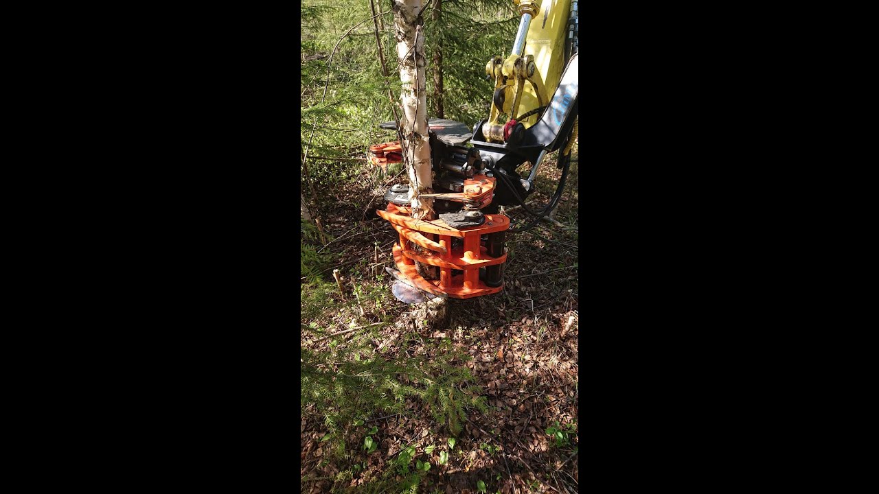 Kemera harvennus KX-280 Energiapuukouralla joukkokäsittely - YouTube