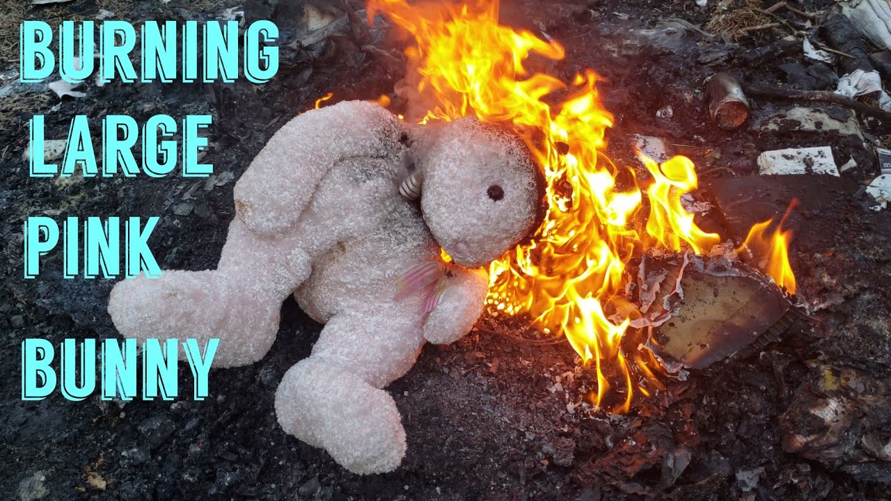 Burning Large Pink Easter Bunny - YouTube