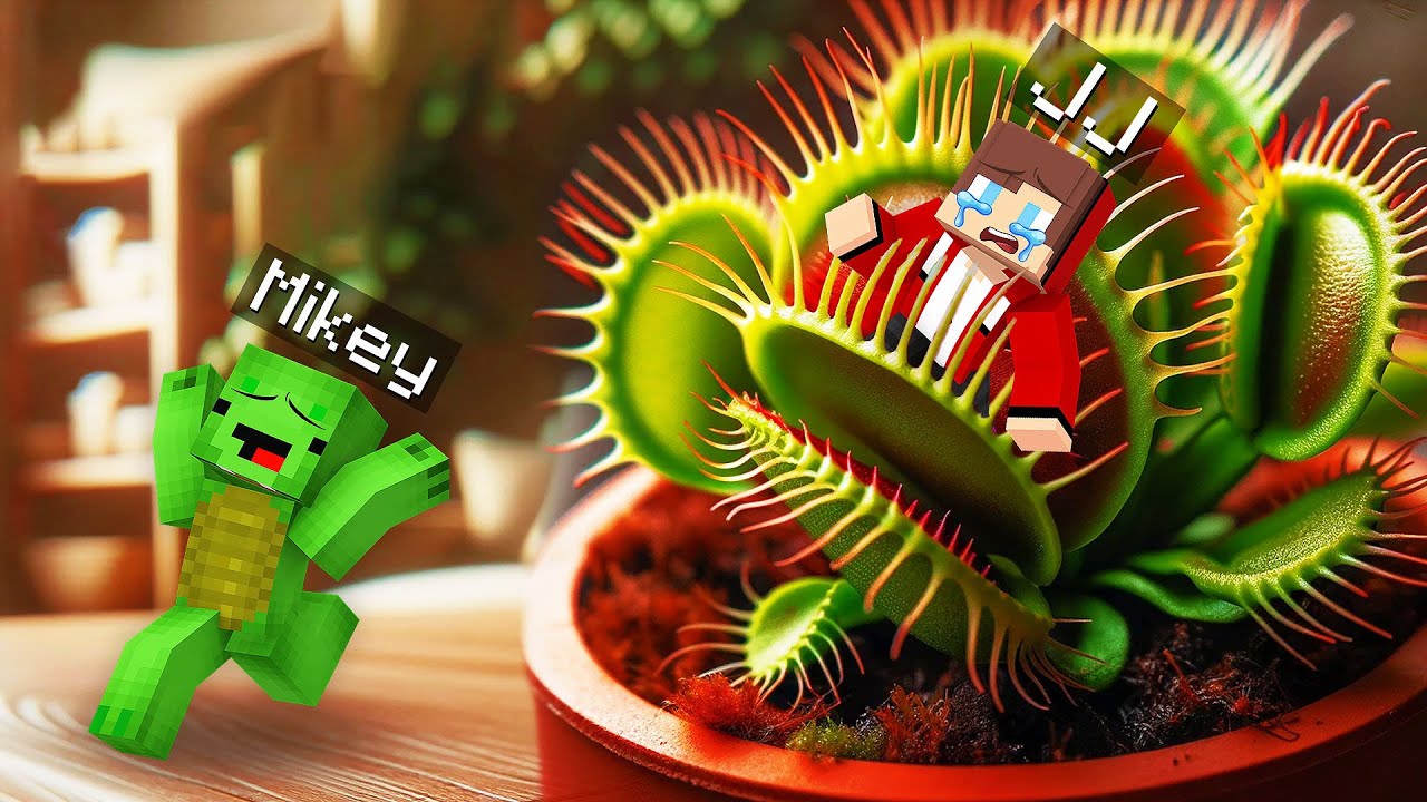 JJ and Mikey vs Venus Flytrap in Real life - Minecraft Maizen - YouTube