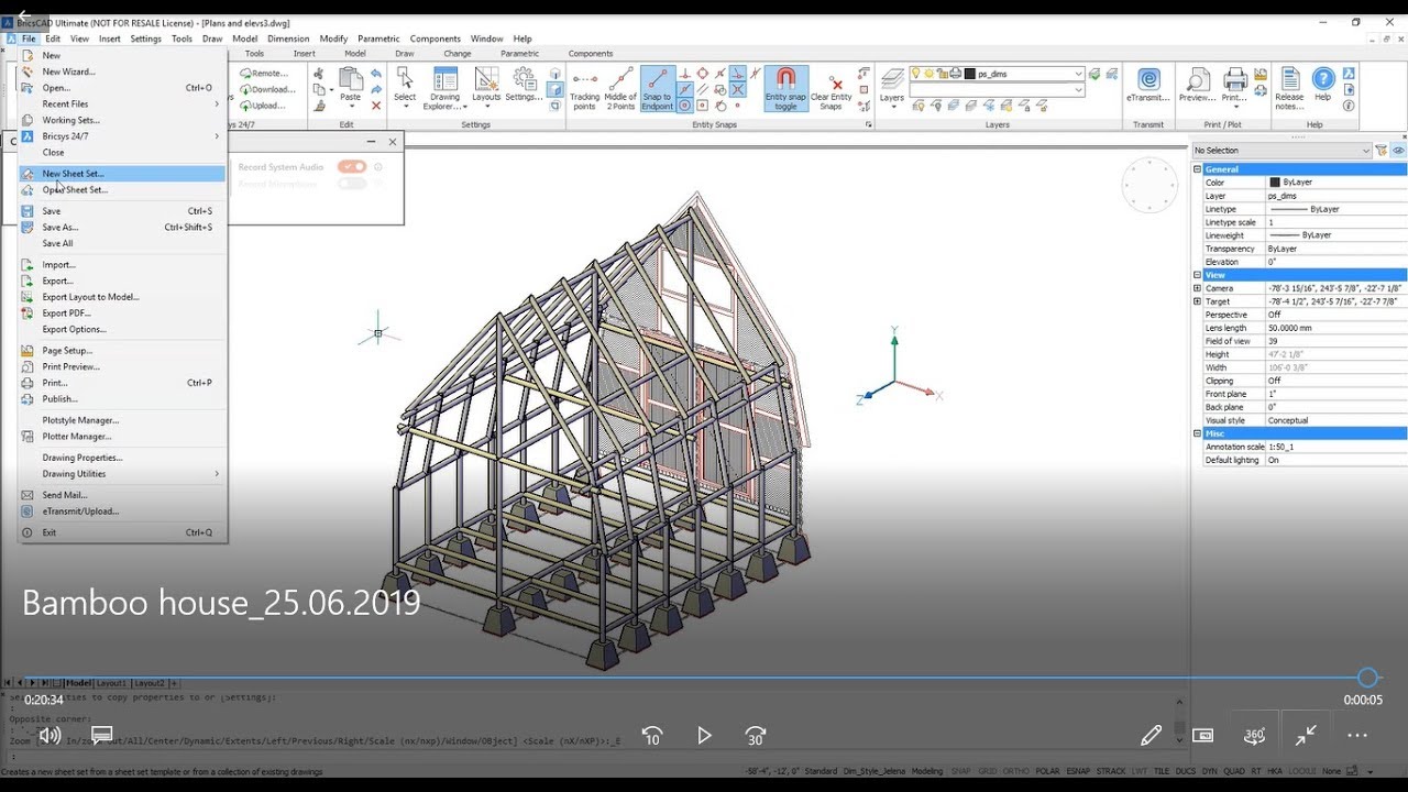 Bamboo House CAD Tutorial DIY BricsCAD/AutoCAD Framing & Foundation ...