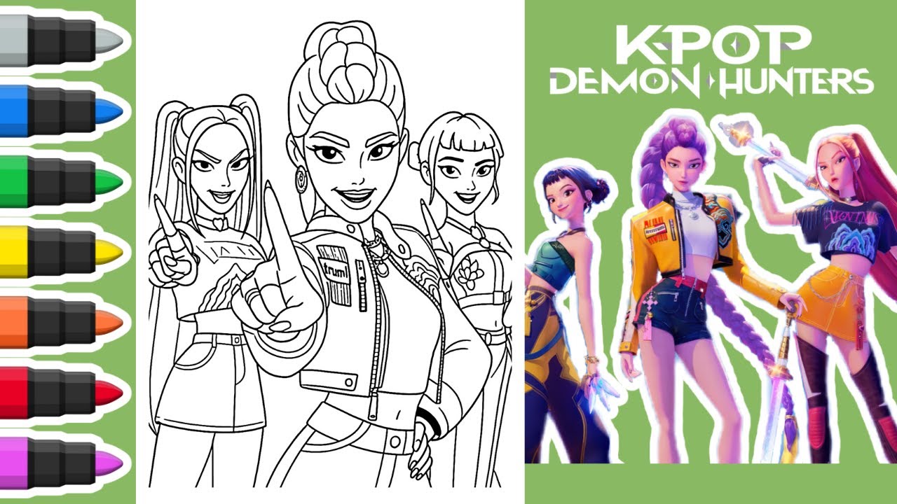 Let’s Color Huntrix! | Fun KPop Demon Hunters Coloring Video - YouTube