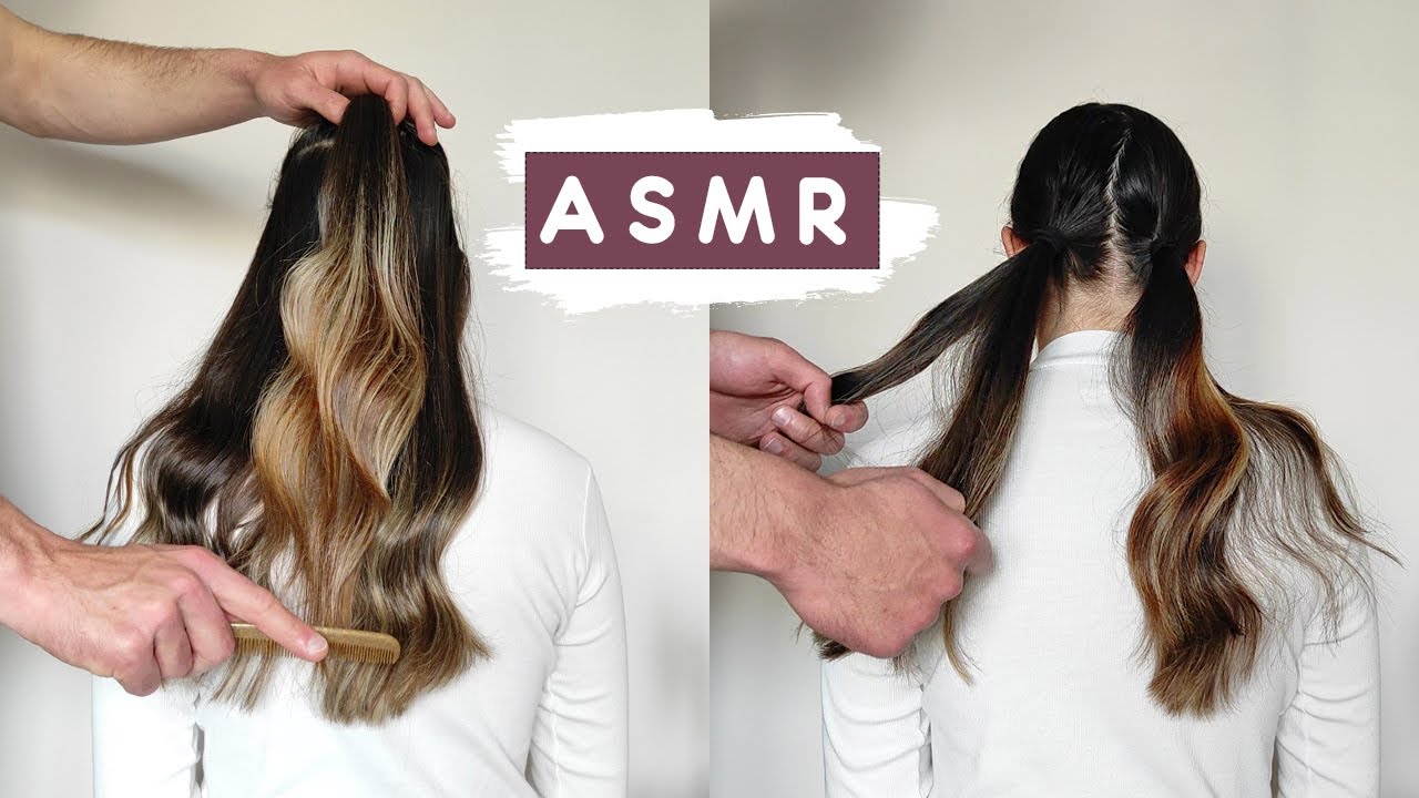 ASMR Gentle Hair Brushing No Talking (Hair Combing, Hair Play, Ponytails, Braid, Pigtails) - YouTube