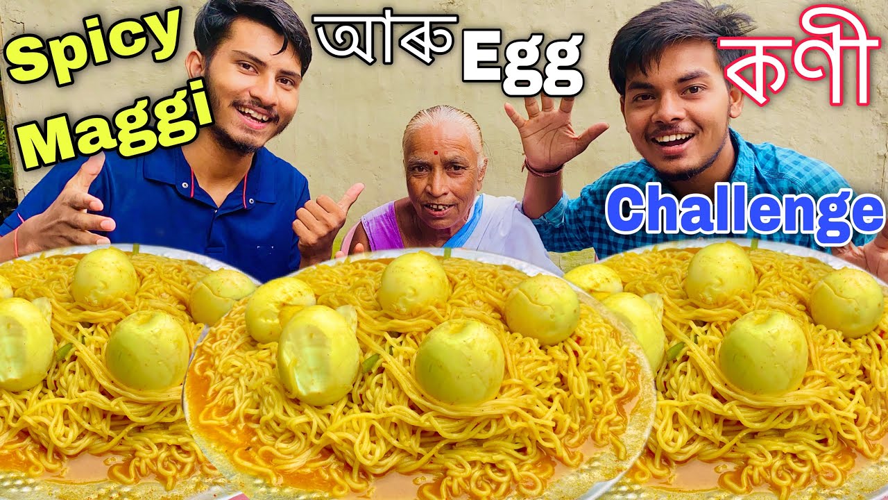 SPICY 🌶️ MAGGI MASALA WITH EGG EATING CHALLENGE 🥵 | EATING COMPETITION ...