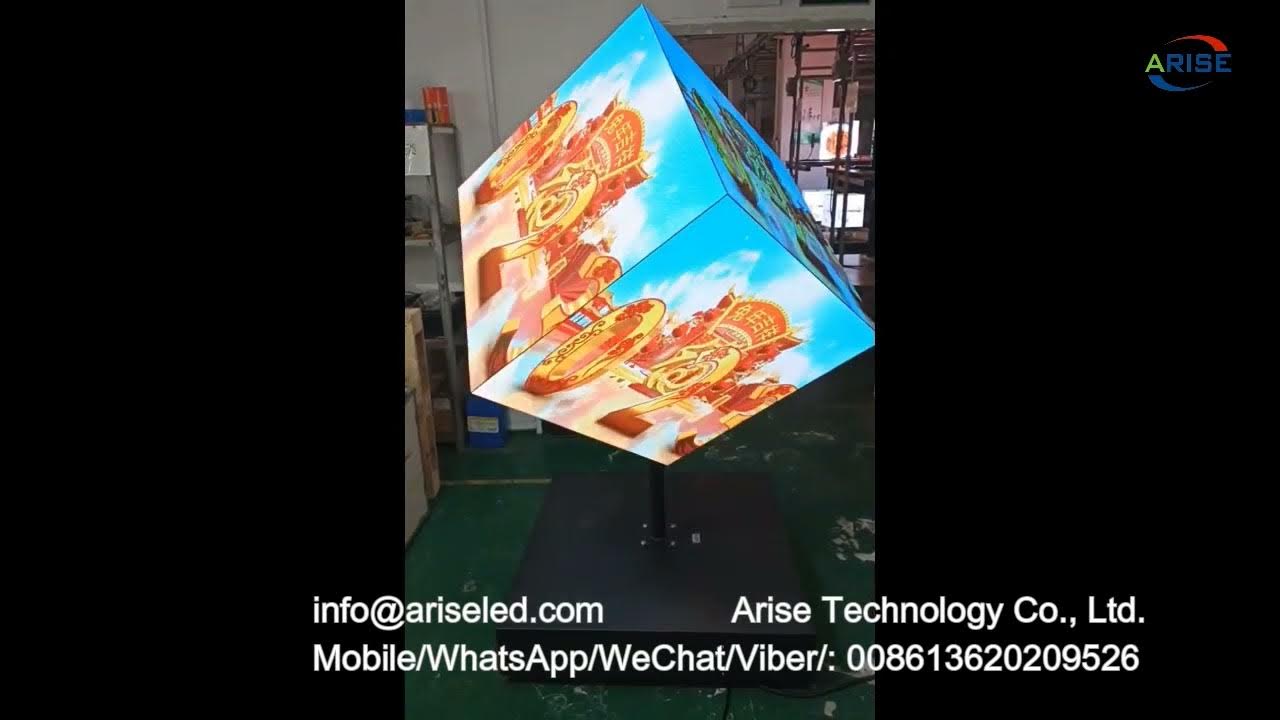 Creative rotating Rubik's Cube LED cube display with base, irregular ...