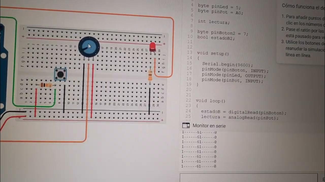 Arduino/ Prendiendo un led con potenciometro y pulsador (Bajo ...