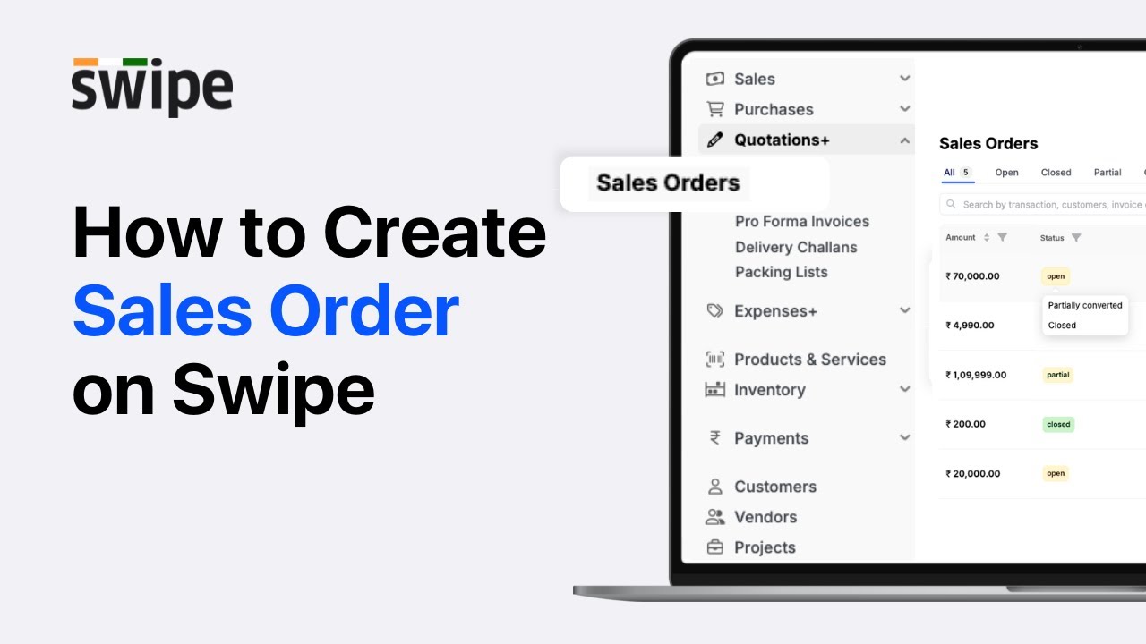 How to create sales order on Swipe - YouTube