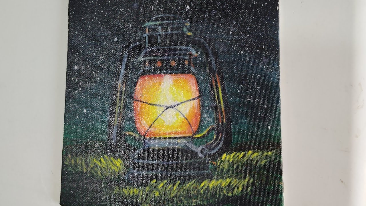 How to draw the realistic Lanther Acrylic Painting||Night Light ...