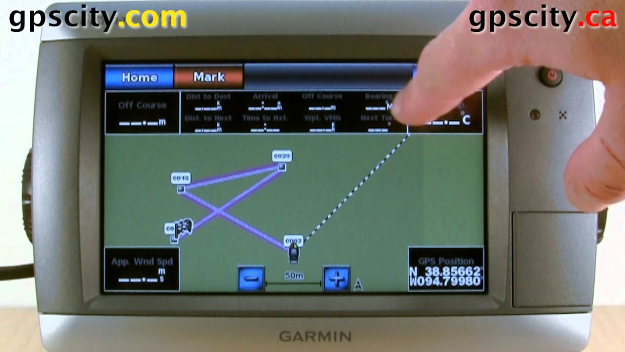 Making a Route in the Garmin GPSMap 720 Marine GPS with GPS City - YouTube