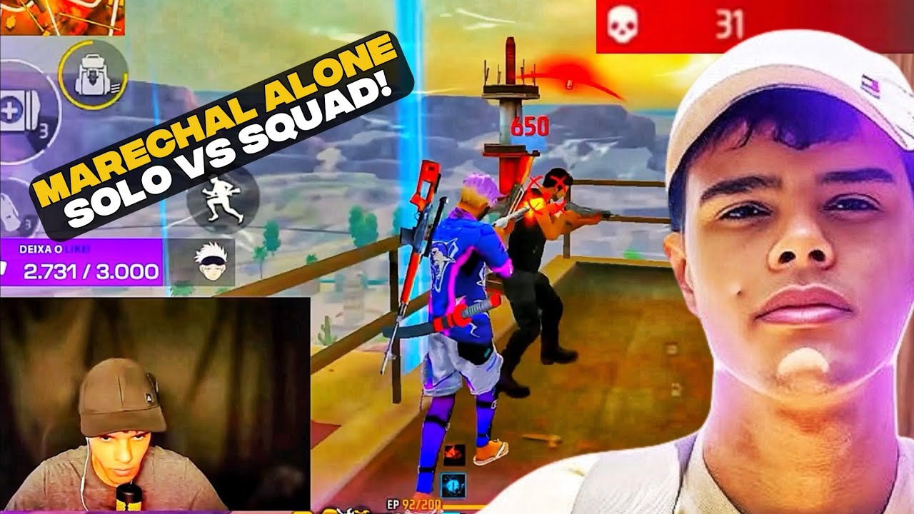 MARECHAL SOLO vs SQUAD COM A SENSIBILIDADE PERFEITA! FREE FIRE ...