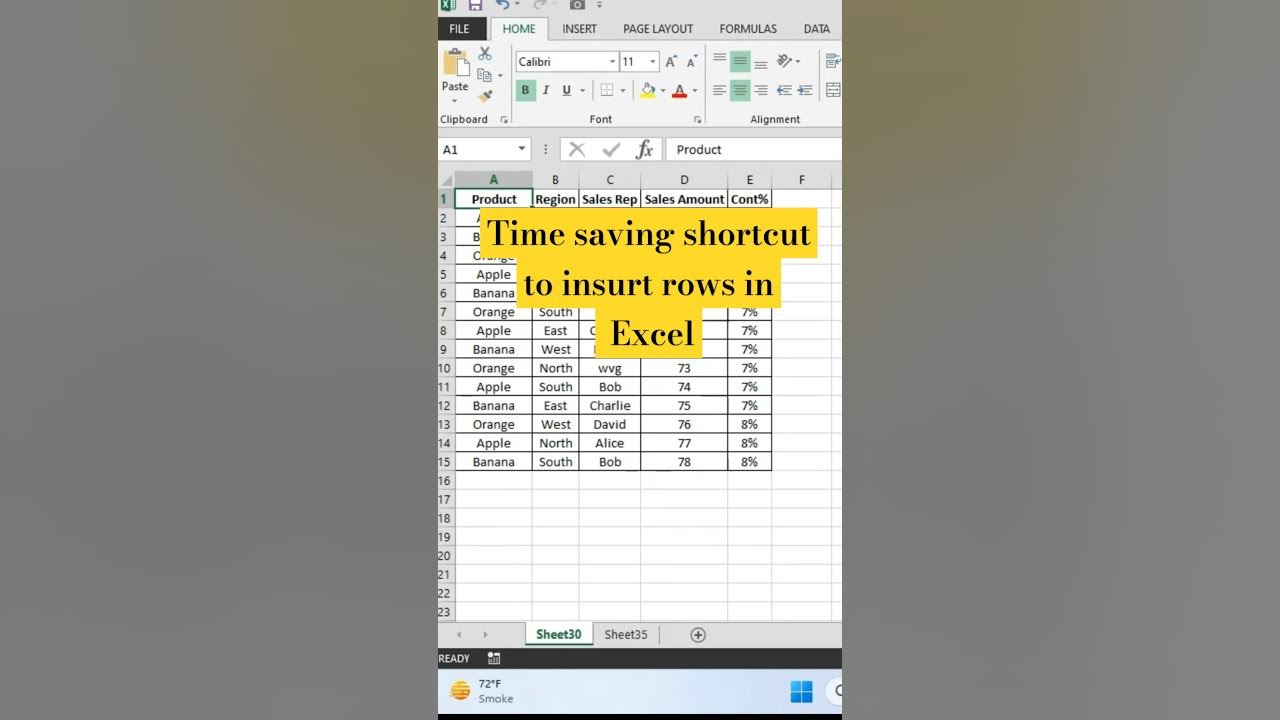 Master Excel in Seconds: Shortcut to Insert Rows Quickly! | Excel Tips 2024 - YouTube