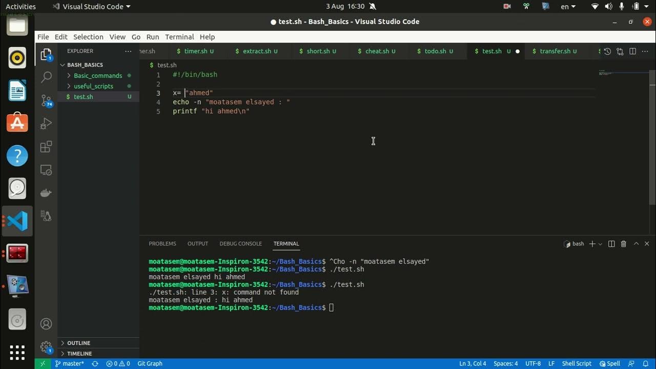 Bash Script output #3 - YouTube