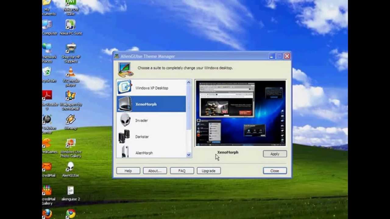 AlienGUIse theme manager for xp - YouTube