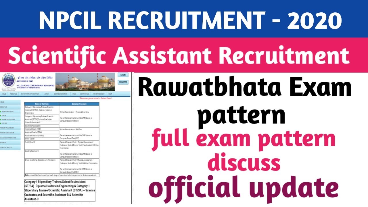 Npcil Rawatbhata Syllabus Discuss Scientific Assistant Recruitment