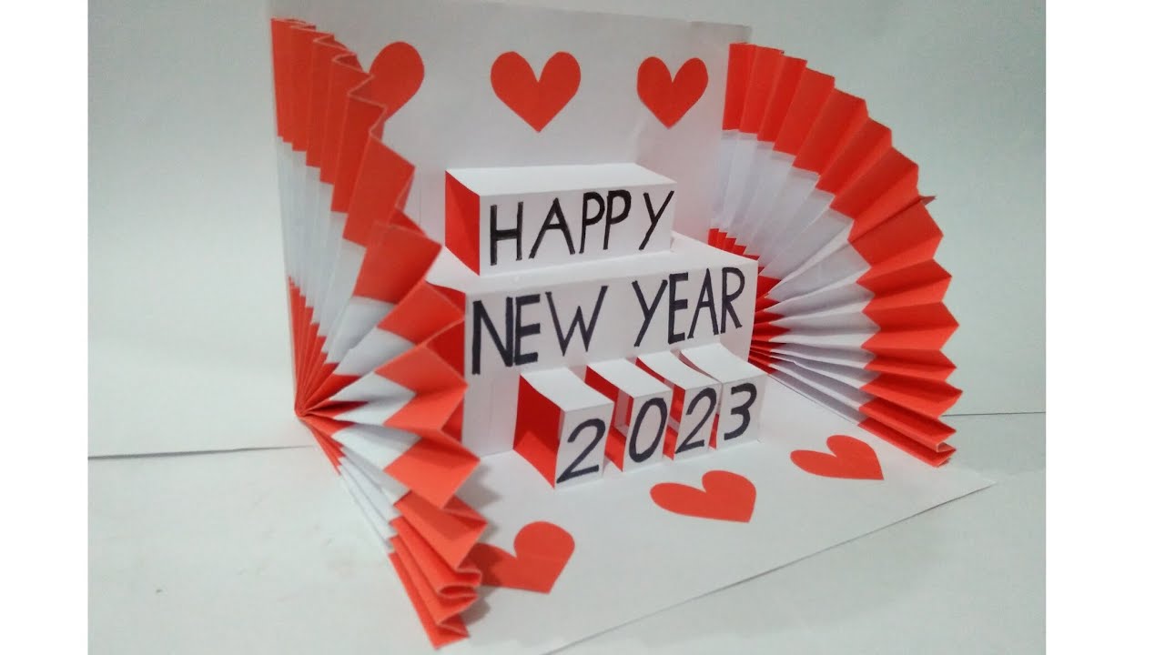 New year card making | Happy new year greeting card making | DIY new ...
