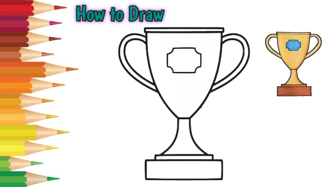 How to Draw Trophy Cup 🏆 Drawing, Coloring and Painting For Kids and ...