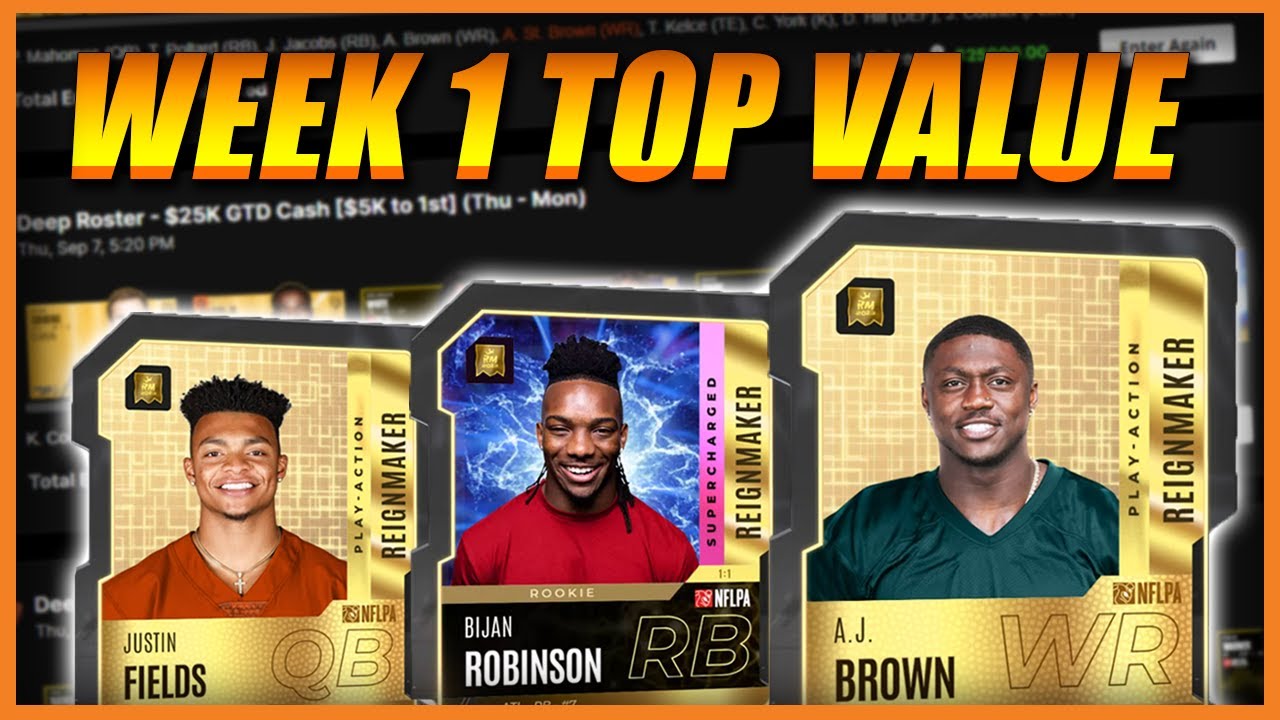 TOP VALUES For DraftKings Week 1 REIGNMAKERS 2023 - YouTube
