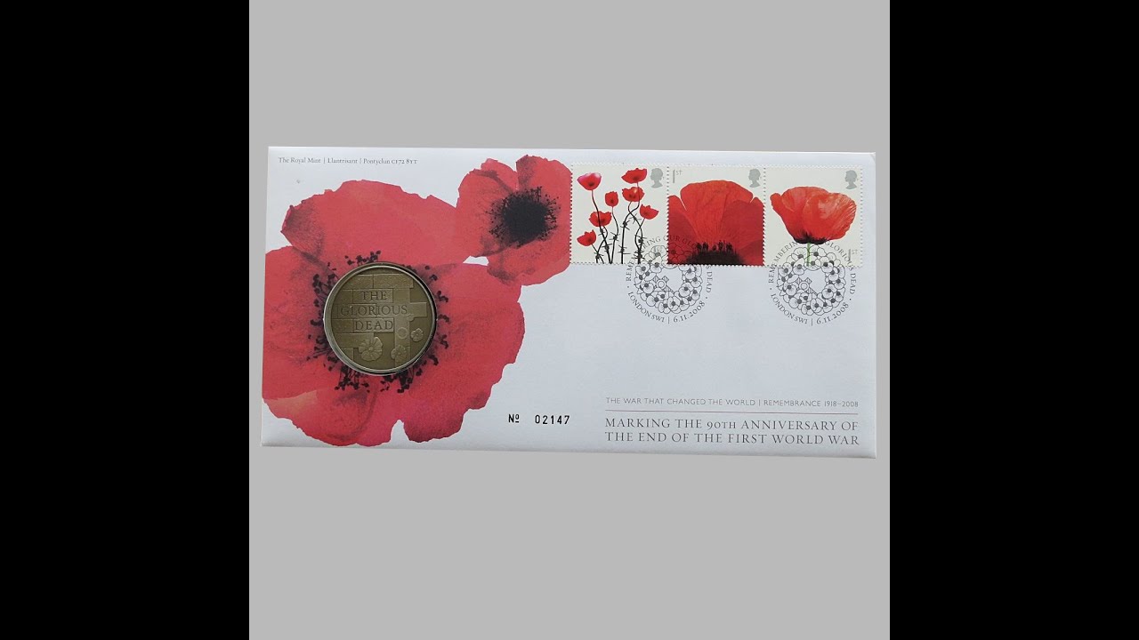 2008 Remembrance Day 90th Anniversary Medal Cover - Royal Mail First ...