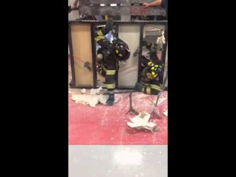 Wall breech firefighter self rescue training with The King Ceiling Prop ...
