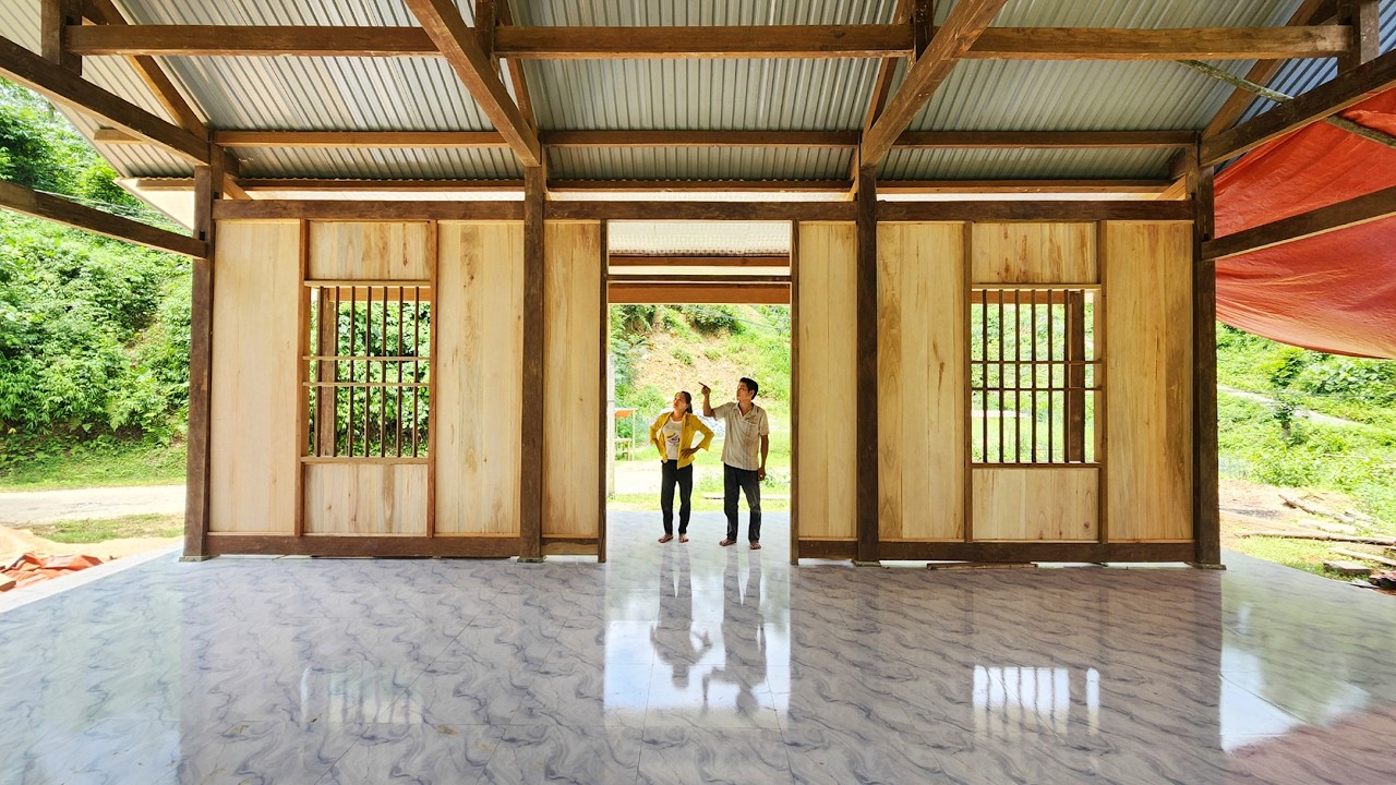 this is how we create solid wooden walls, wooden house building journey ...