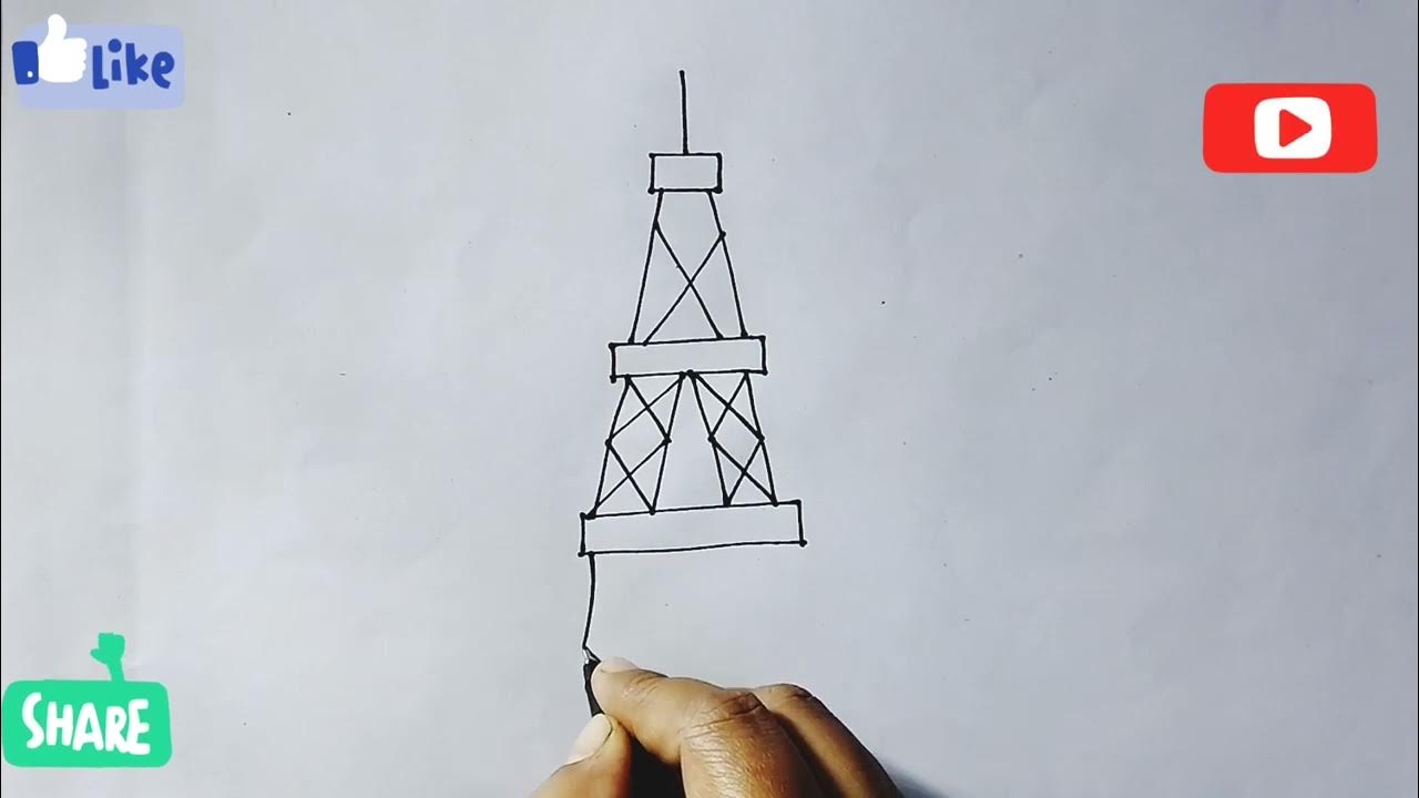 How to draw a EIFFLE TOWER🗼🗼🗼 easily for kids||easy drawing for kids # ...